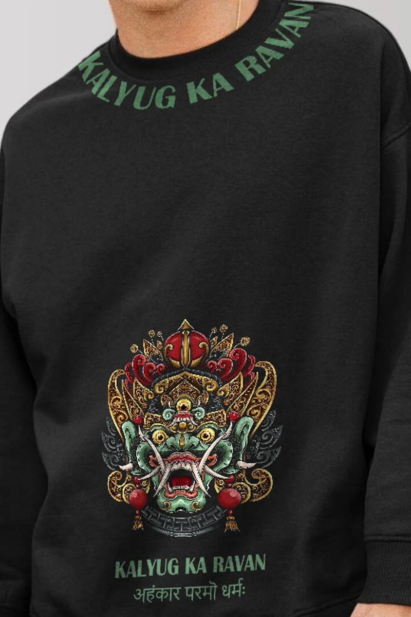 Kalyug Ka Ravan Printed Oversized Winter Sweatshirt – Vedic Tees